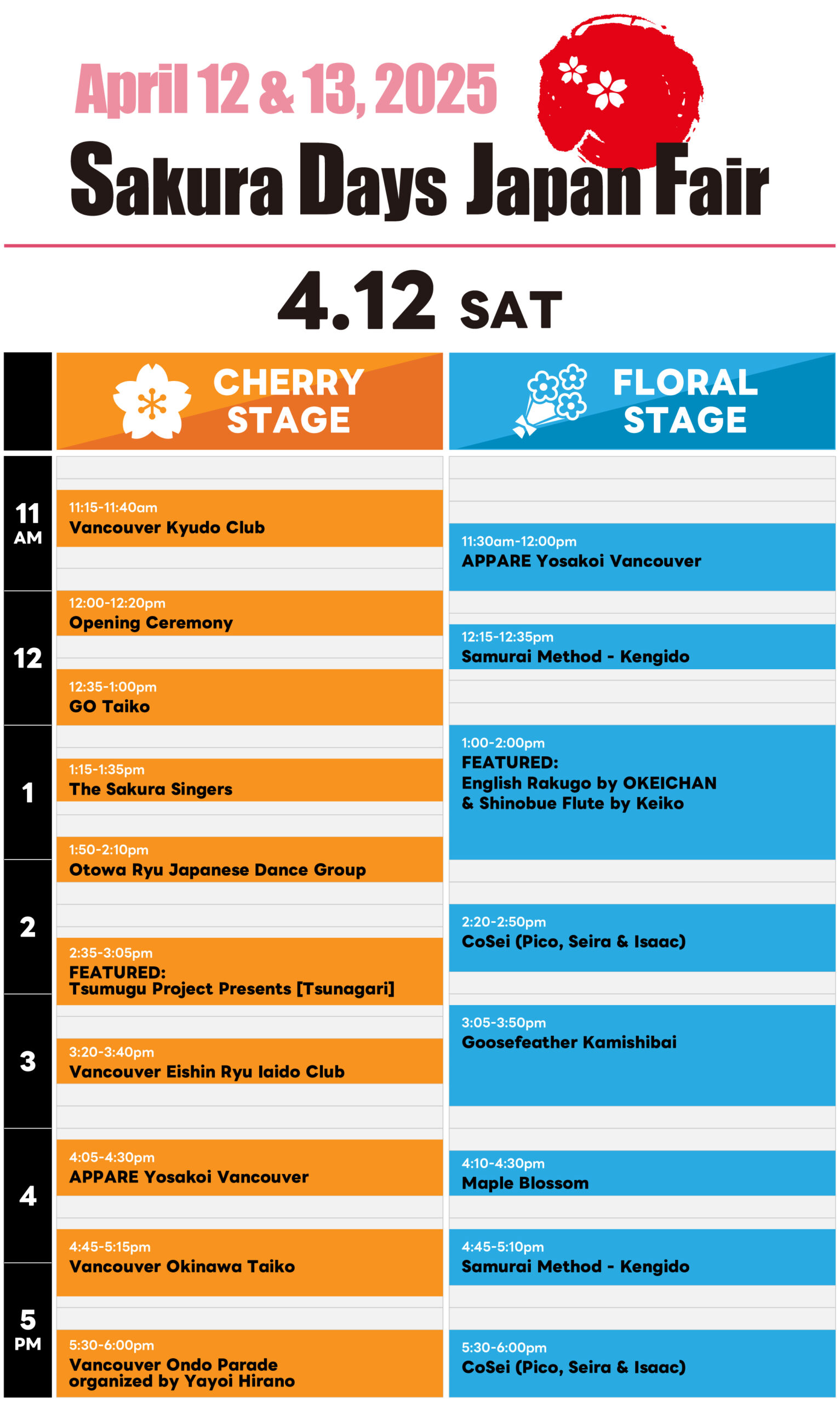 TIME TABLE – Sakura Days Japan Fair Official Page